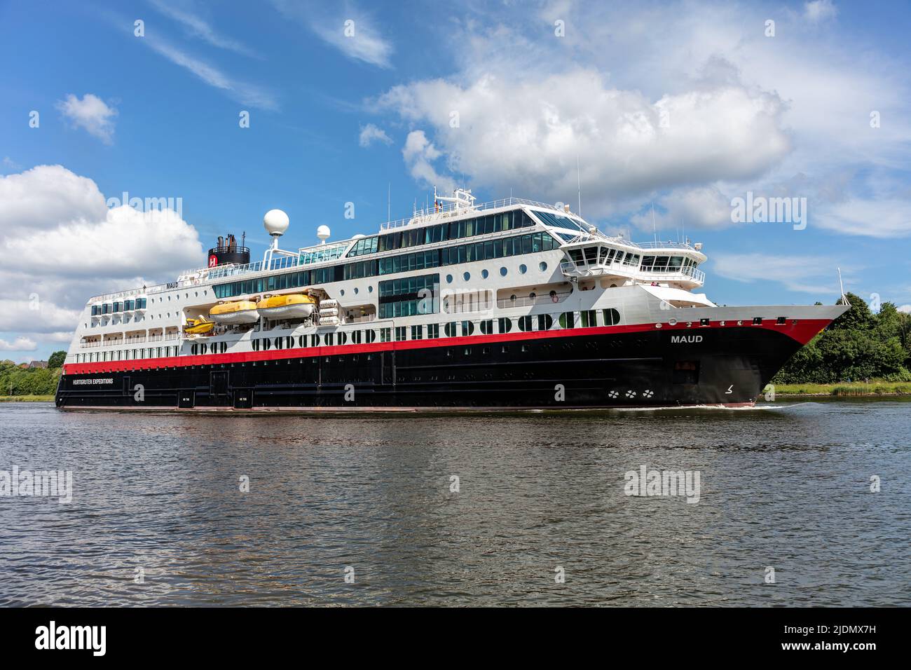 Hurtigruten expedition cruise ship MAUD in the Kiel Canal Stock Photo ...
