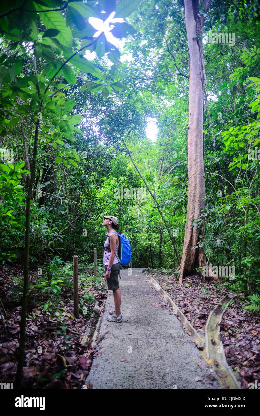 Young caucasian adventurous woman exploring Manuel Antonio National ...