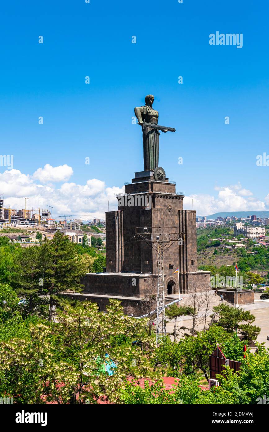 Mother Armenia woman statue with sword, soviet union architecture in ...
