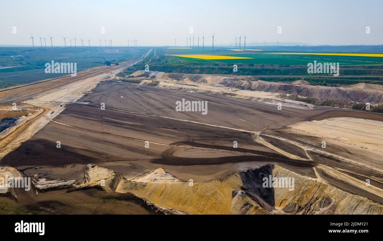 Bucket-wheel excavator in brown coal mining area Garzweiler, North ...