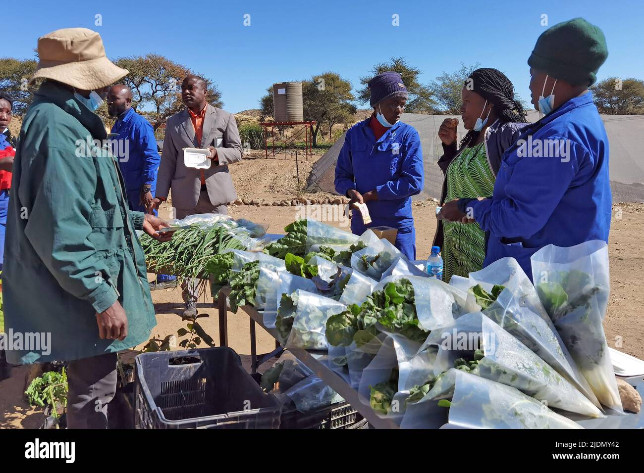 Windhoek. 22nd June, 2022. A man buys vegetables at an agricultural ...