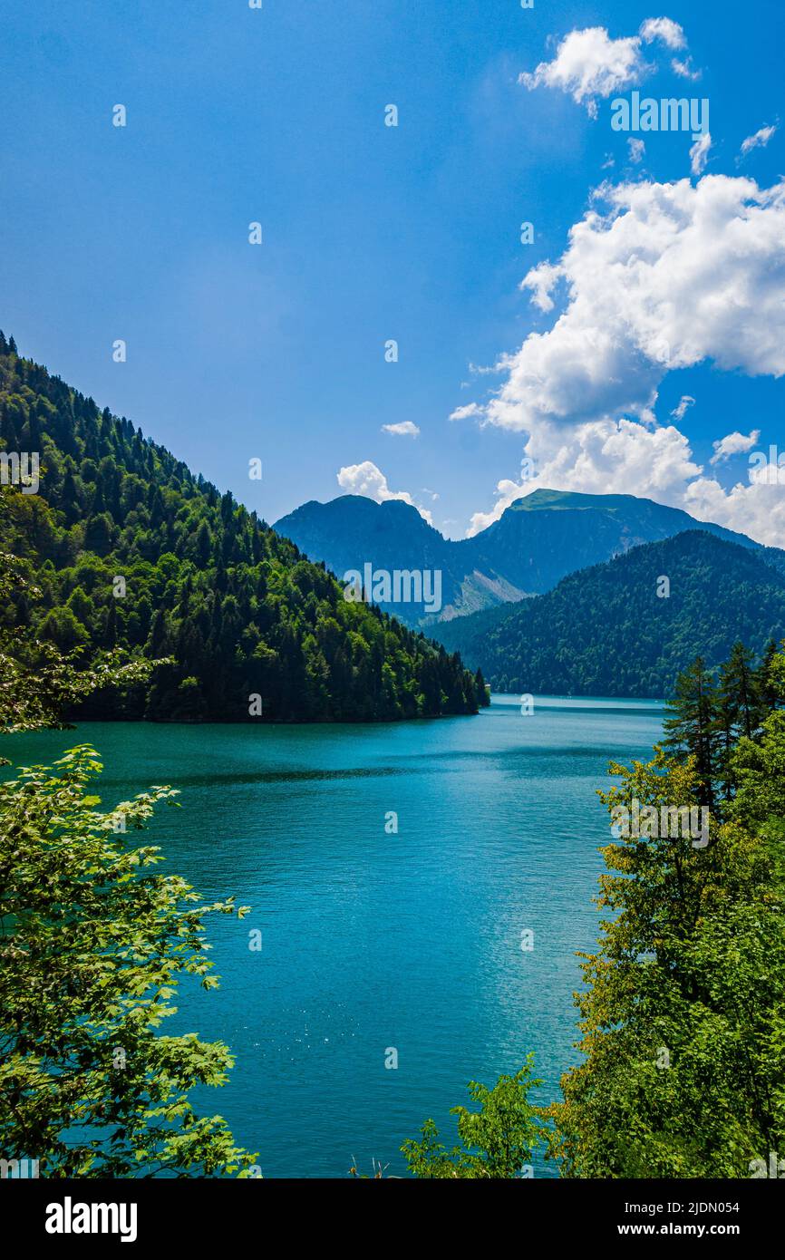 Lake Ritsa in mountains in Abkhazia Stock Photo - Alamy