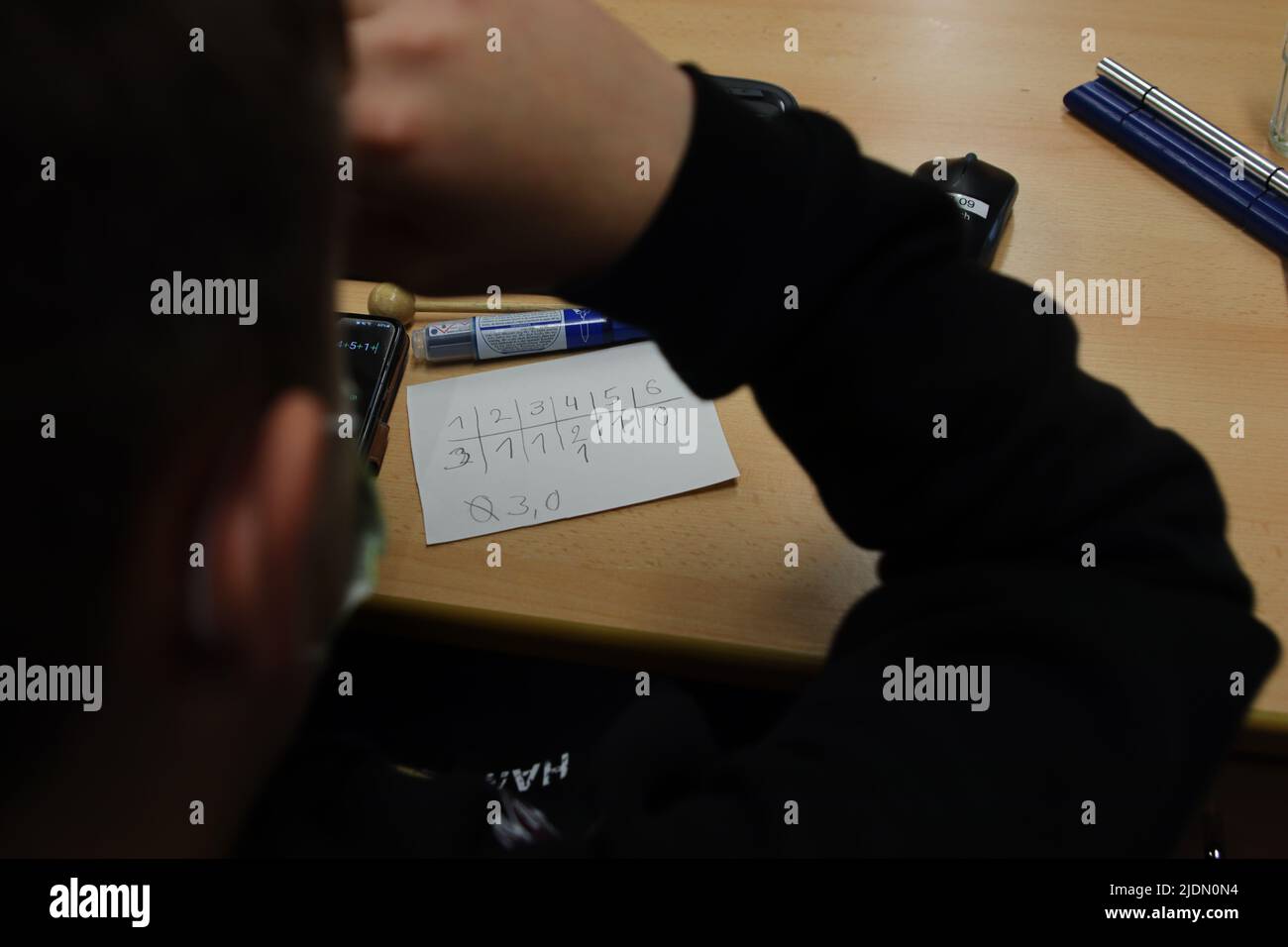 Someone doing math in school Stock Photo - Alamy