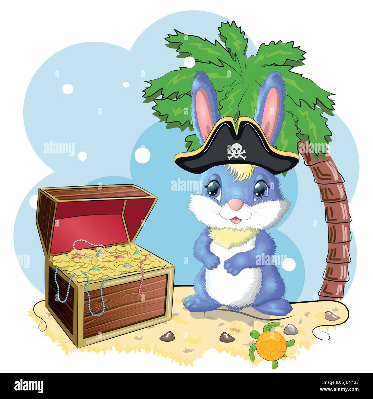 Bunny pirate, cartoon character of the game, wild animal rabbit in a ...