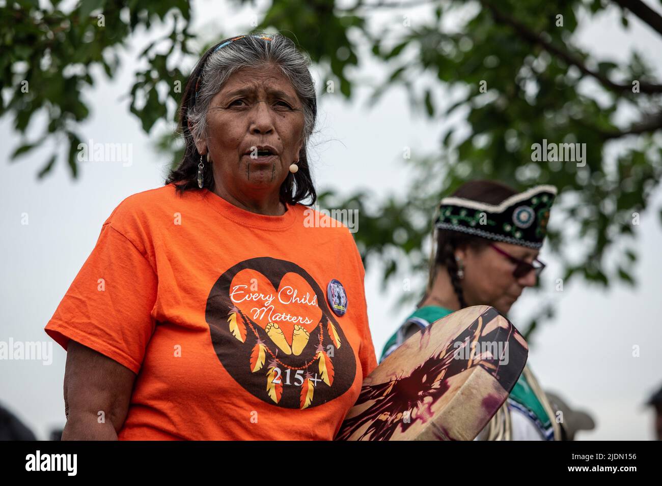 An Indigenous elder watches the ceremonial speech to celebrate the ...