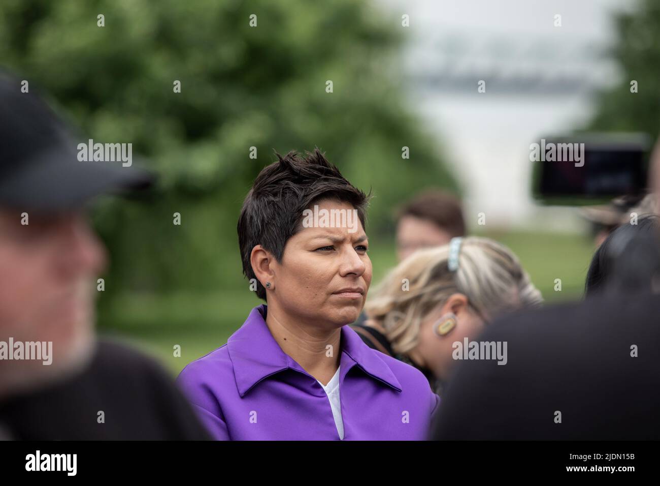 Mohawk Council of Kahnawake Grand Chief Kahsennenhawe Sky-Deer attends ...