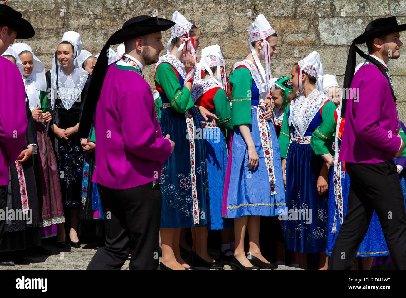 Breton dancers in traditional costume and headdresses Stock Photo - Alamy