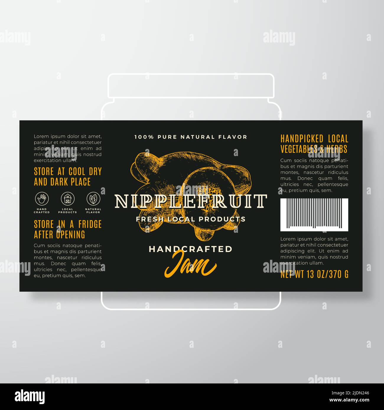 Handcrafted Fruit Jam Label Template. Abstract Vector Packaging Design ...