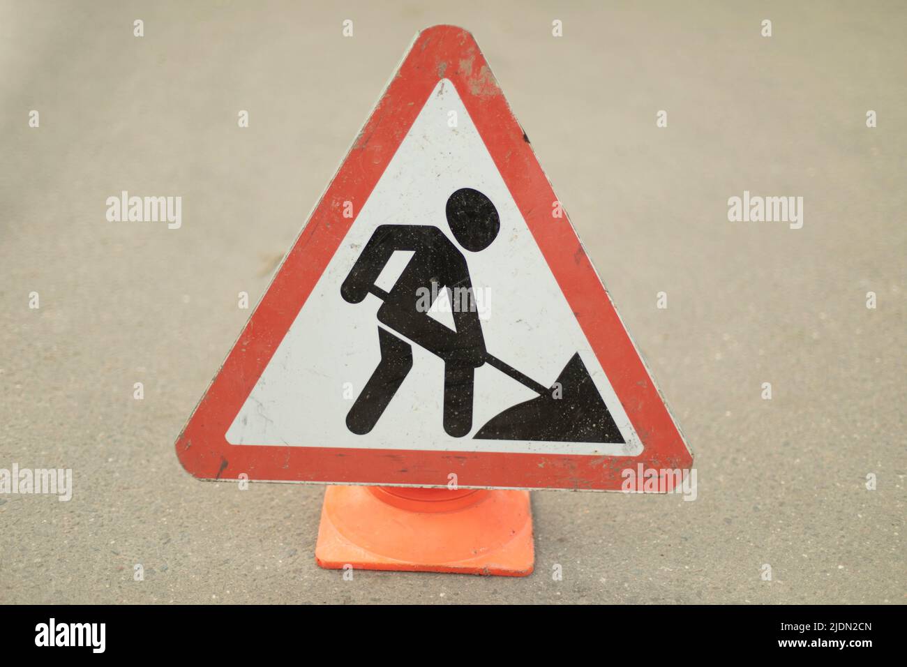 Road sign of road repair. Careful repair. Driver warning. Triangular ...