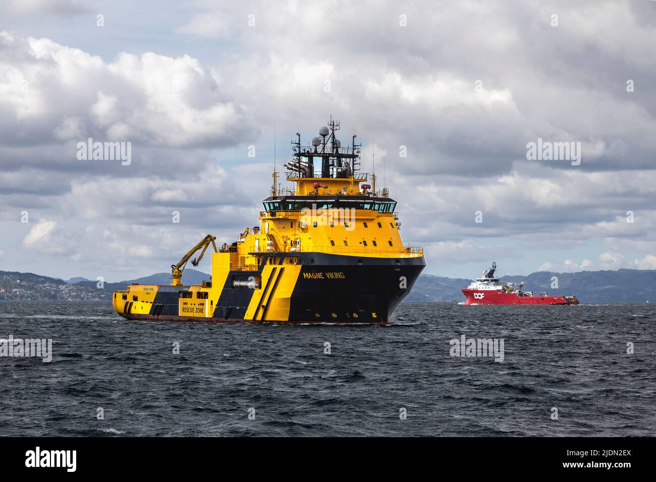 Ice-class offshore supply AHTS Magne Viking at Byfjorden, in the port ...
