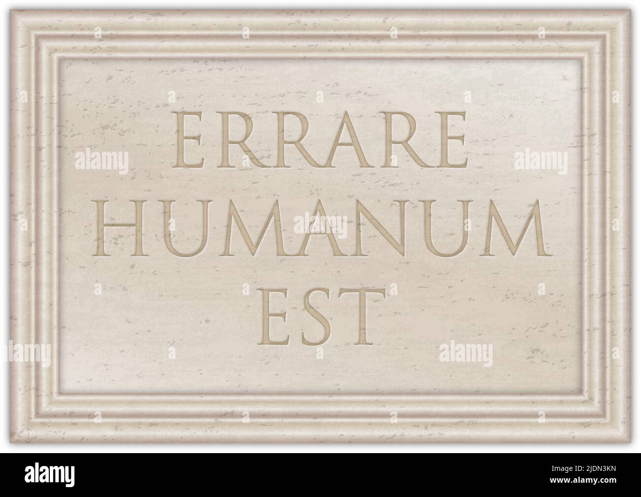 Marble plaque with ancient Latin proverb "ERRARE HUMANUM EST ...