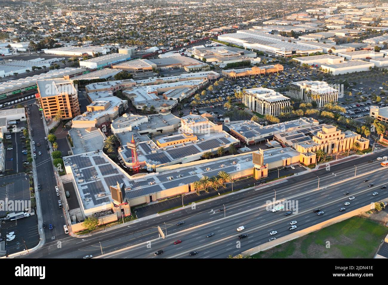 A general overall aerial view of the Citadel Outlets shopping center ...