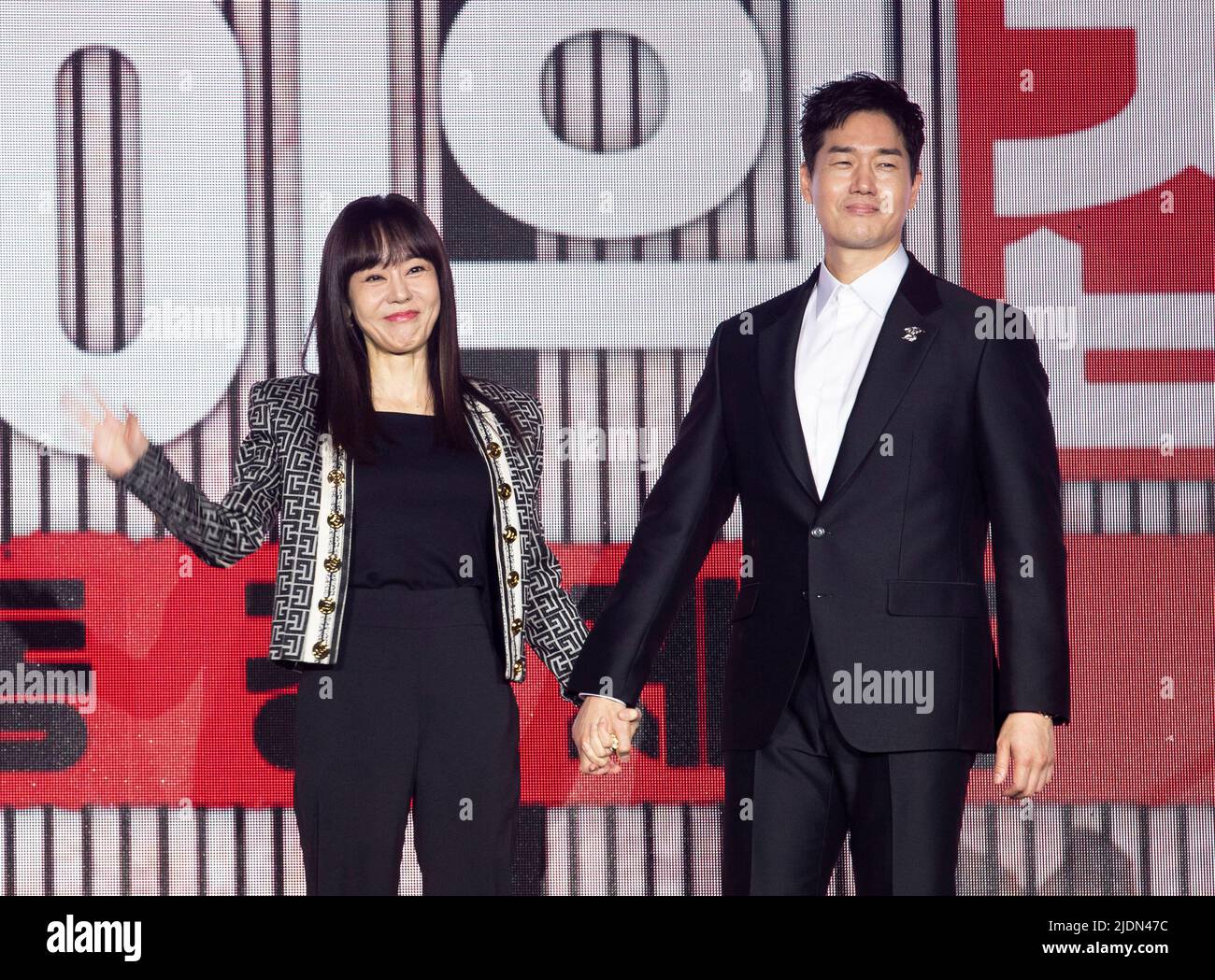 22 June 2022 - Seoul, South Korea : (L to R) Actors Yoo Ji-tae, Yunjin ...