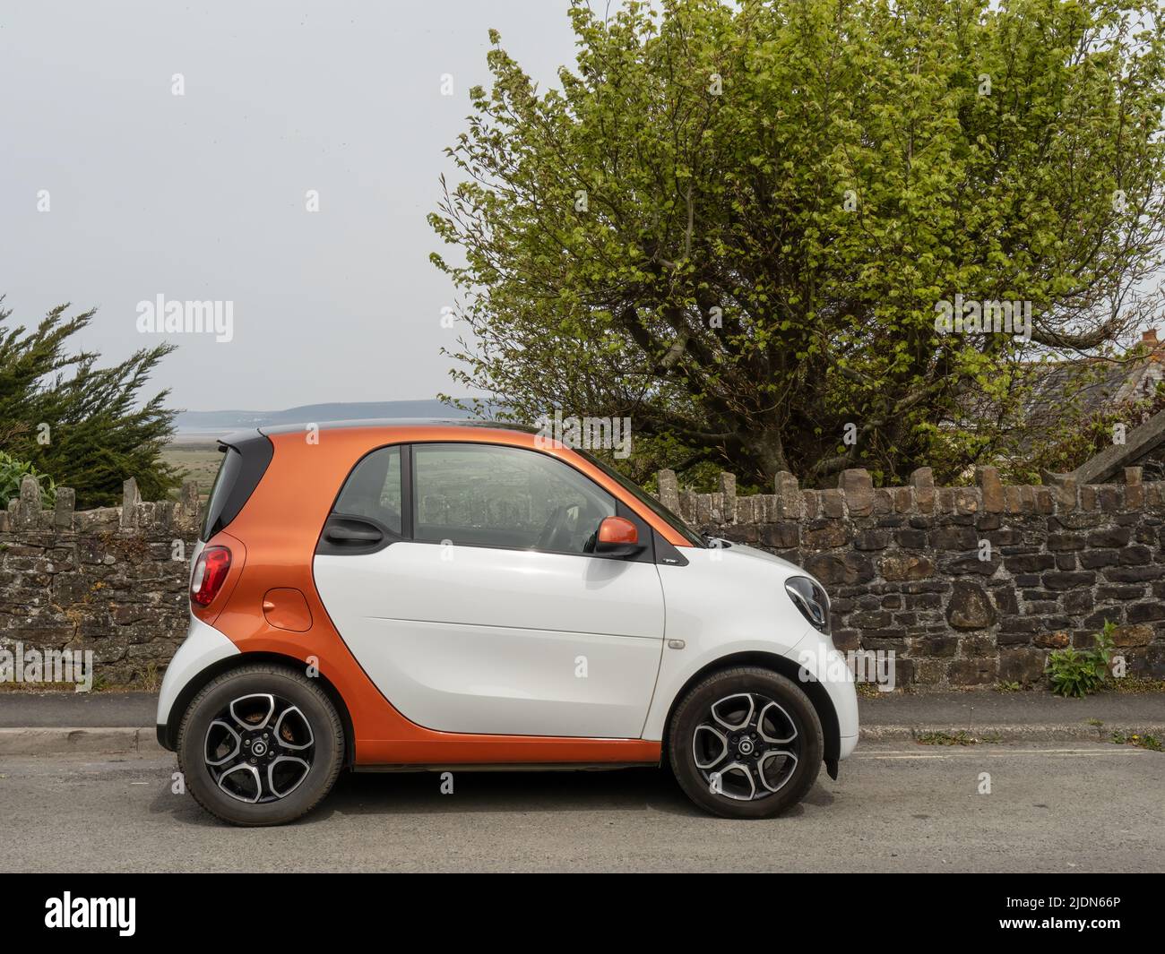 WESTWARD HO, ENGLAND - APRIL 30 2022: Cute Smart car parked in street ...