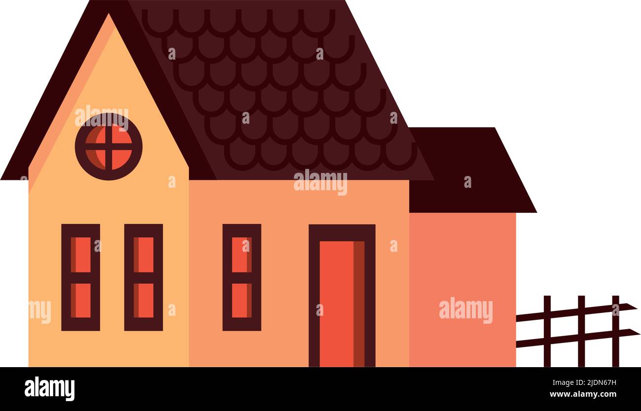 orange house with fence Stock Vector Image & Art - Alamy