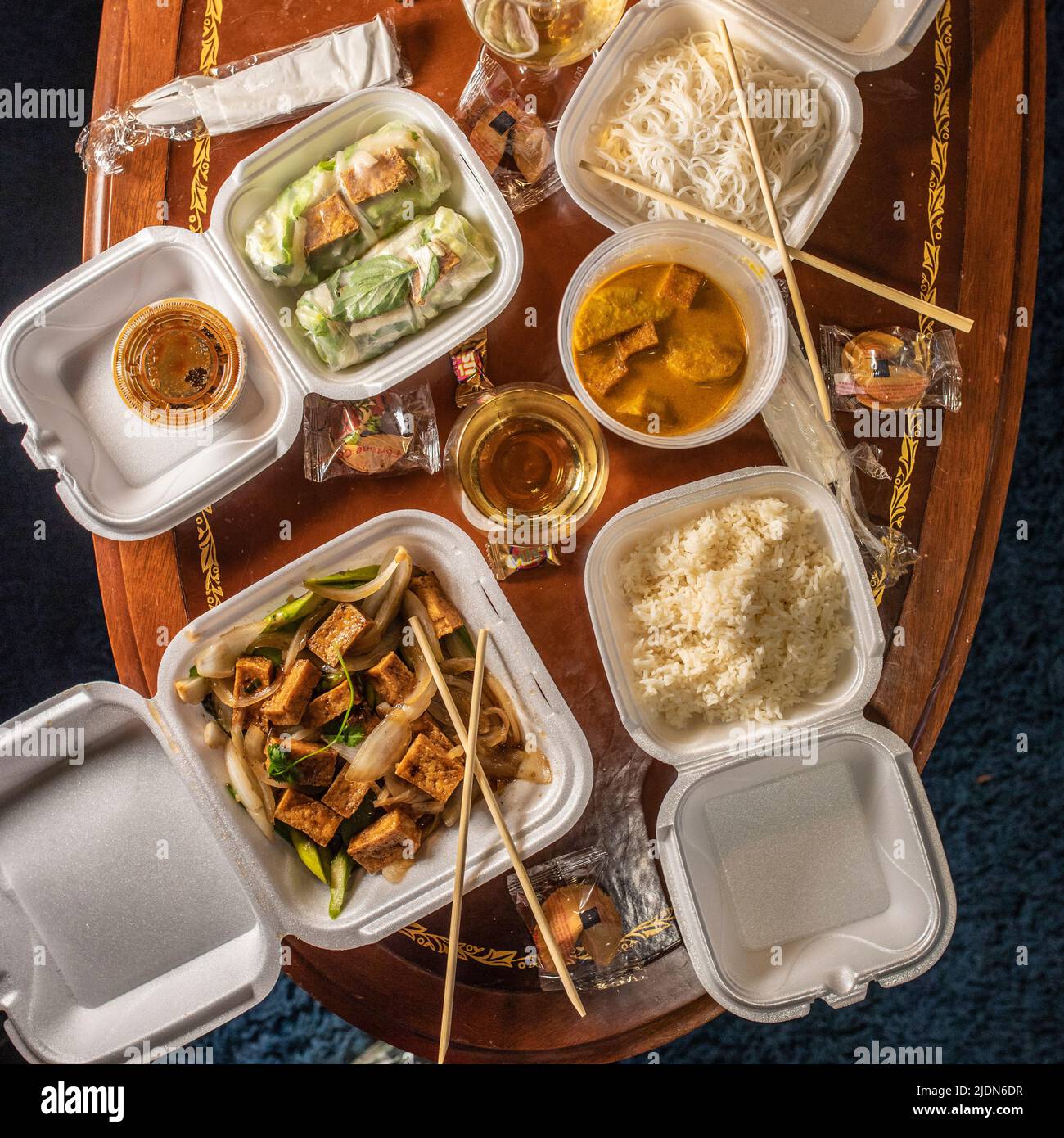 Photograph of take out food from Vietnamese restaurant Stock Photo - Alamy