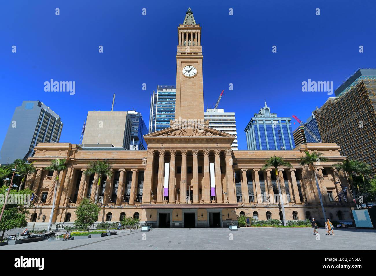 City Hall building façade facing King George Square. Brisbane-Australia ...