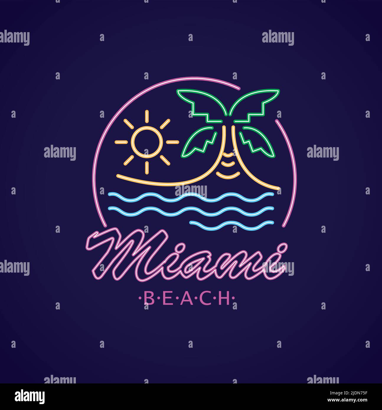 miami beach neon label Stock Vector Image & Art - Alamy