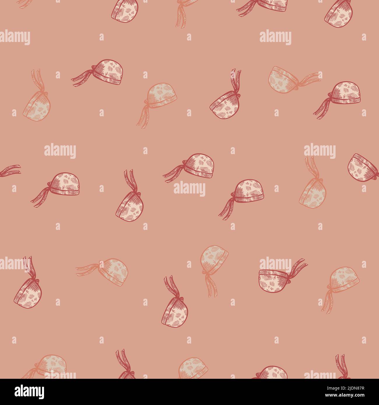 Bandana chef hat seamless pattern engraving. Vintage cooking background ...