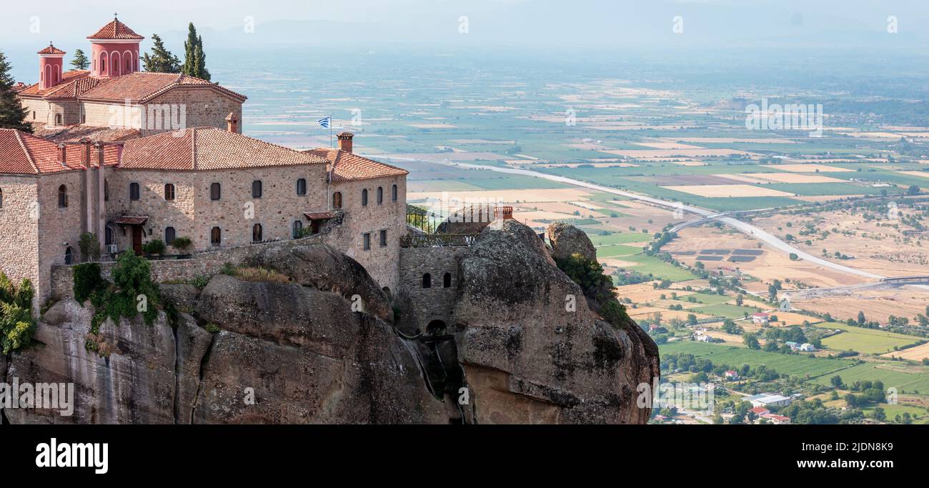 Meteora Greece. Saint Stephen Agios Stefanos Monastery buildings on top ...