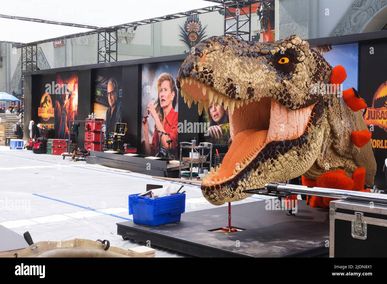 Jurrasic World promotional event being built on Hollywoood Boulevard ...