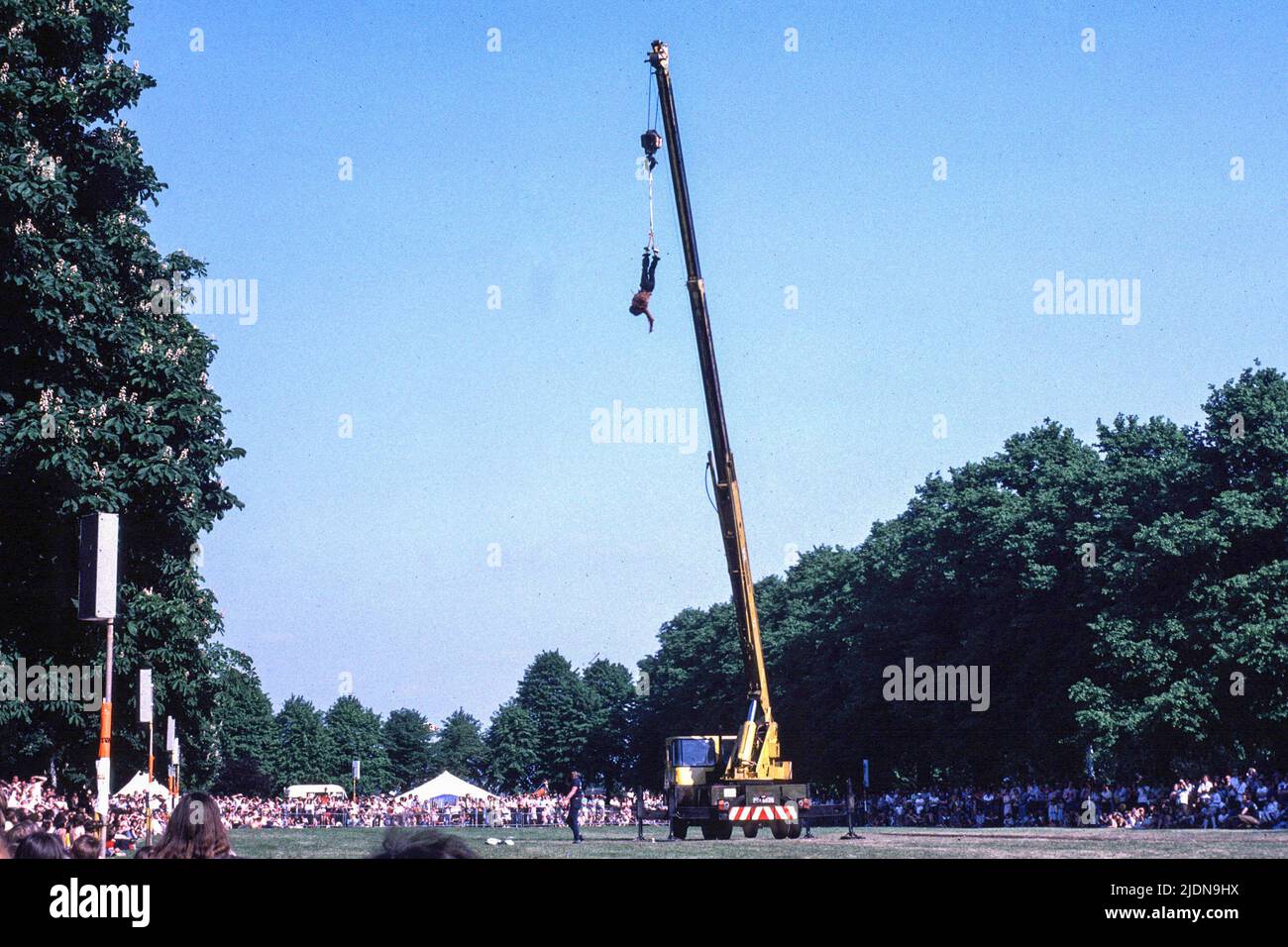 An escapologist at the River Nene Boat Festival in 1979 Stock Photo - Alamy