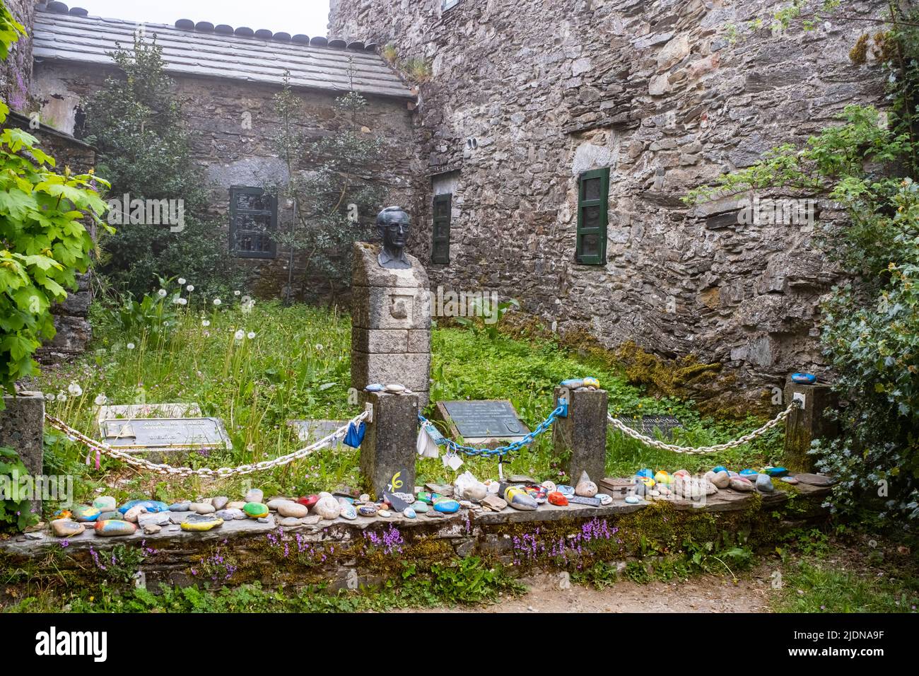 Spain, Galicia, O Cebreiro. Memorial to Father Elias Valiña Sampedro ...