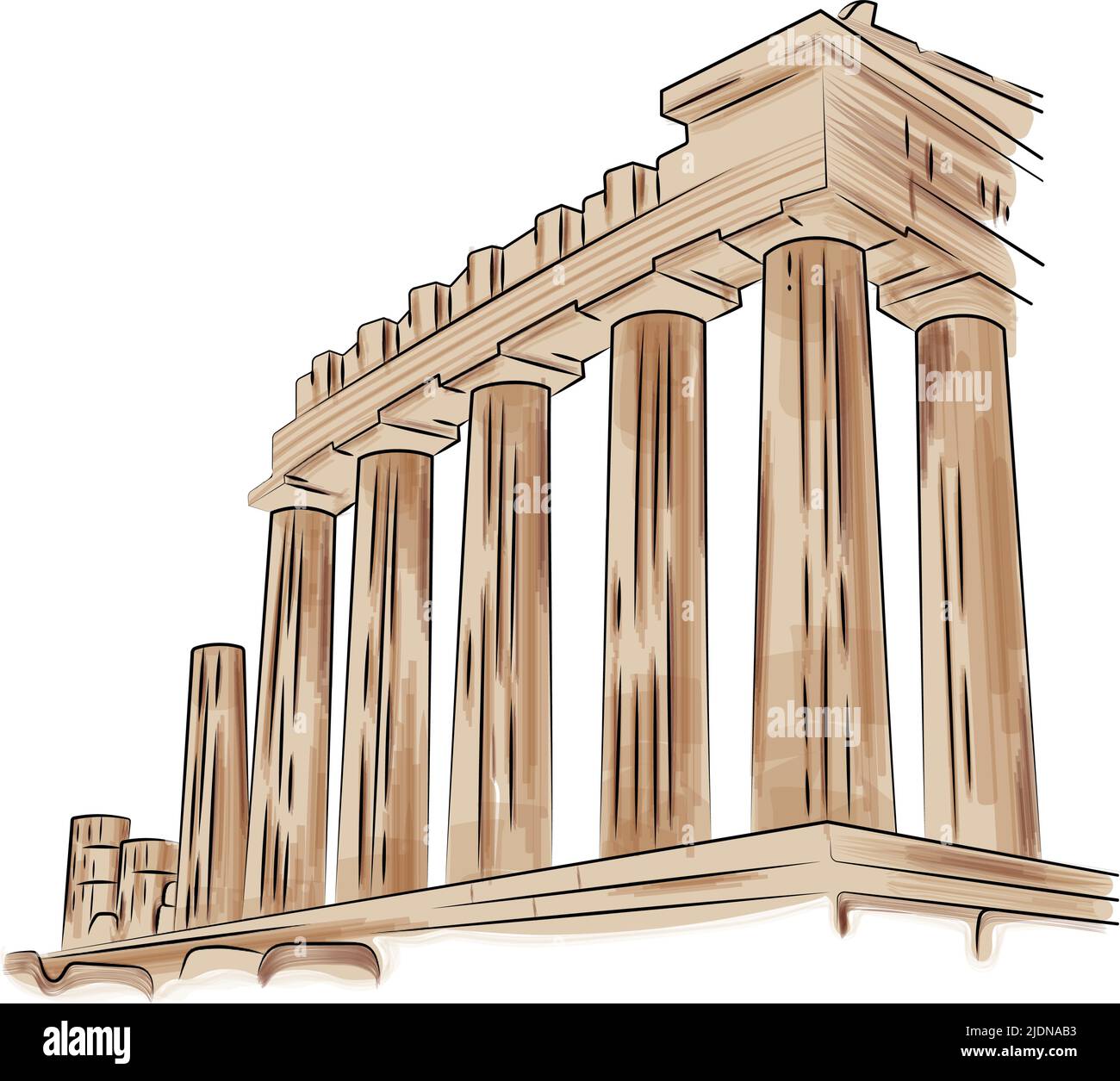 Isolated colored sketch of greek temple ruins Vector Stock Vector Image ...