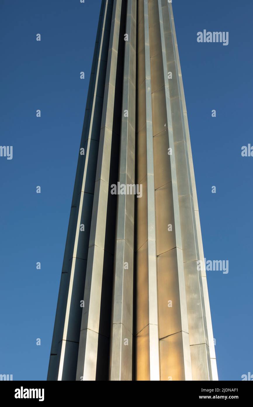 Steel support. Metal detail against sky. High metal rack Stock Photo ...