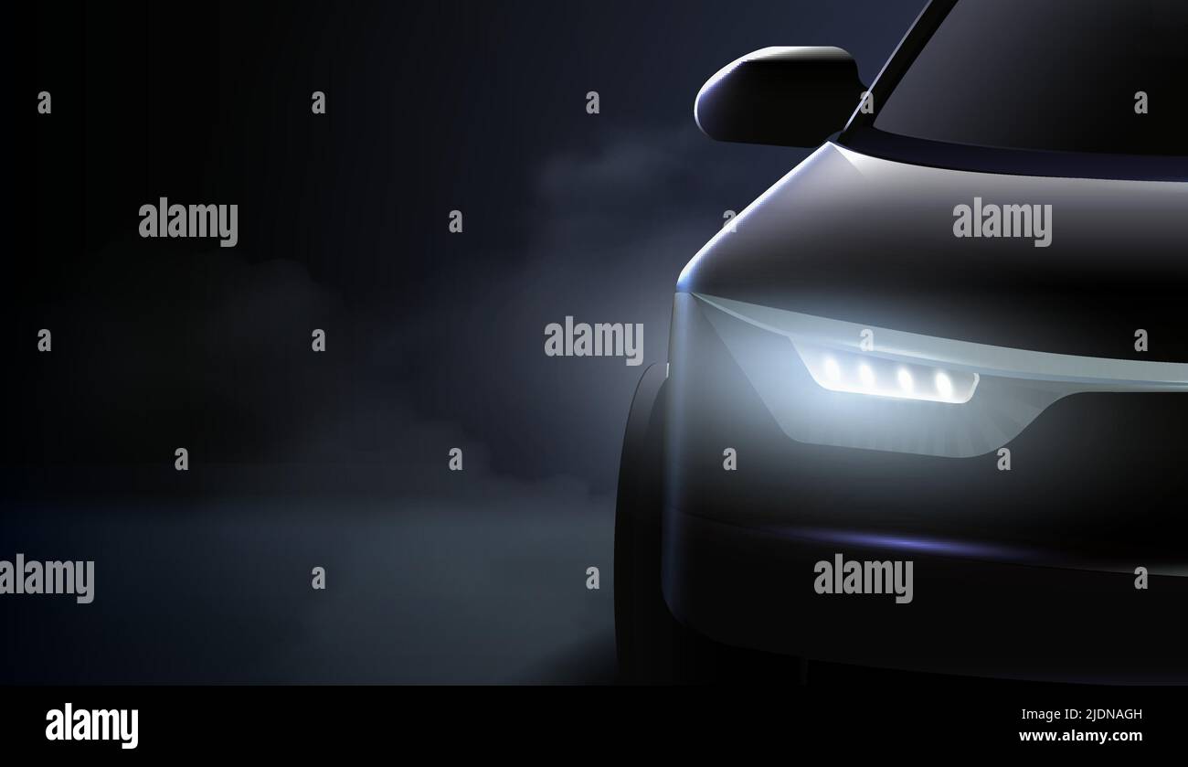 Car headlights night street Stock Vector Images - Alamy