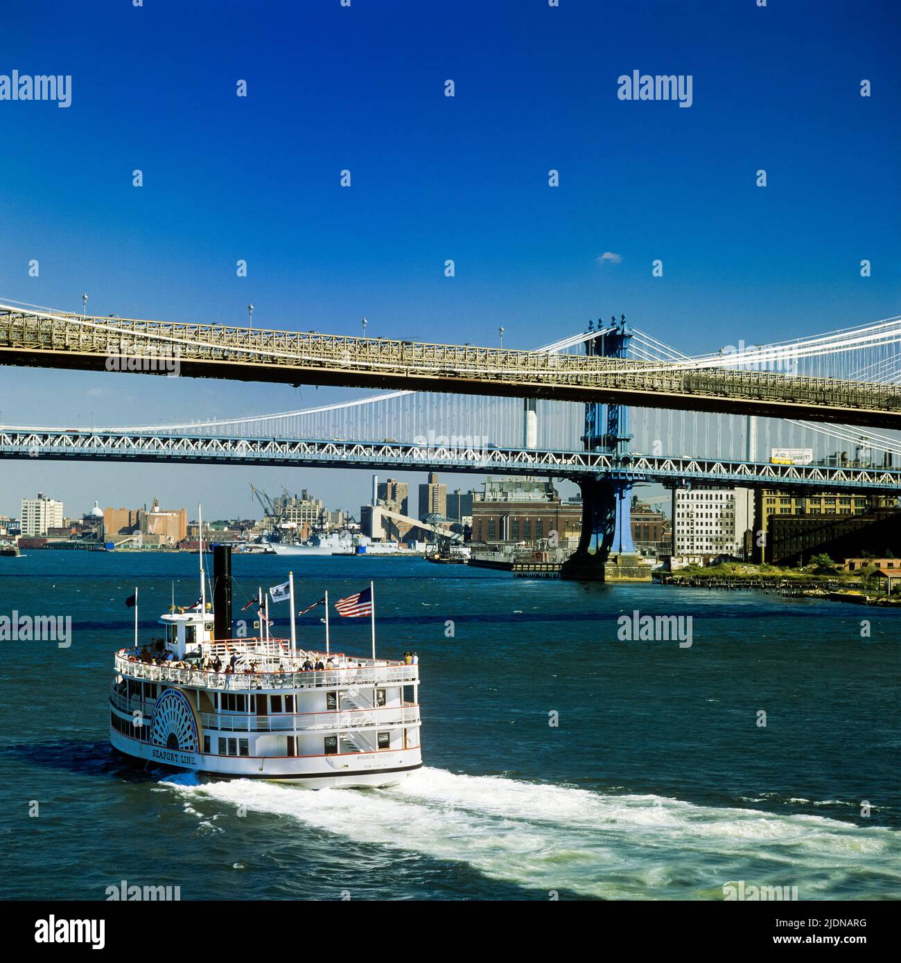 New York 1980s, Andrew Fletcher sightseeing tourist cruise paddle boat ...
