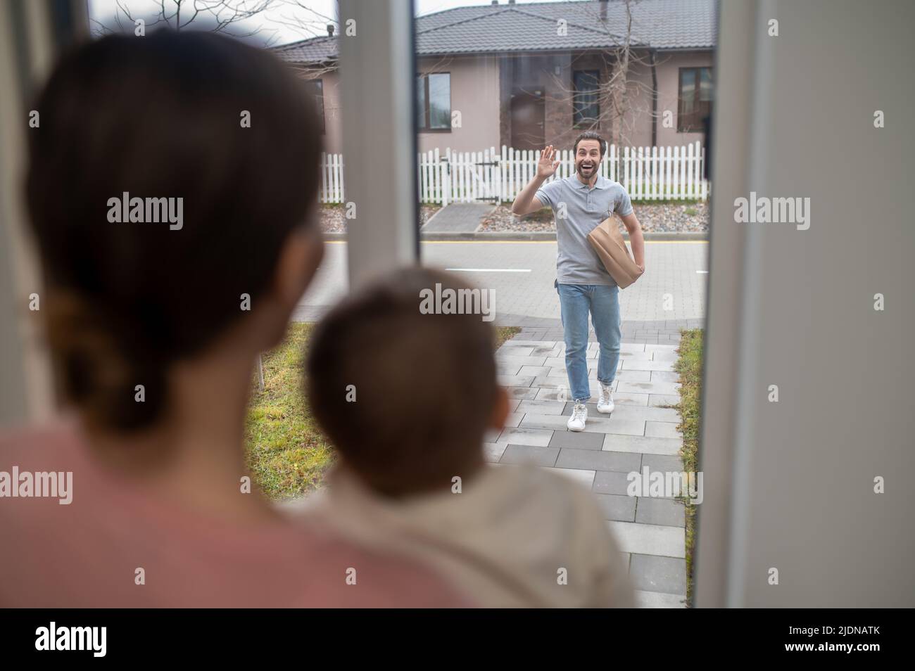 Happy boy coming home from hi-res stock photography and images - Alamy