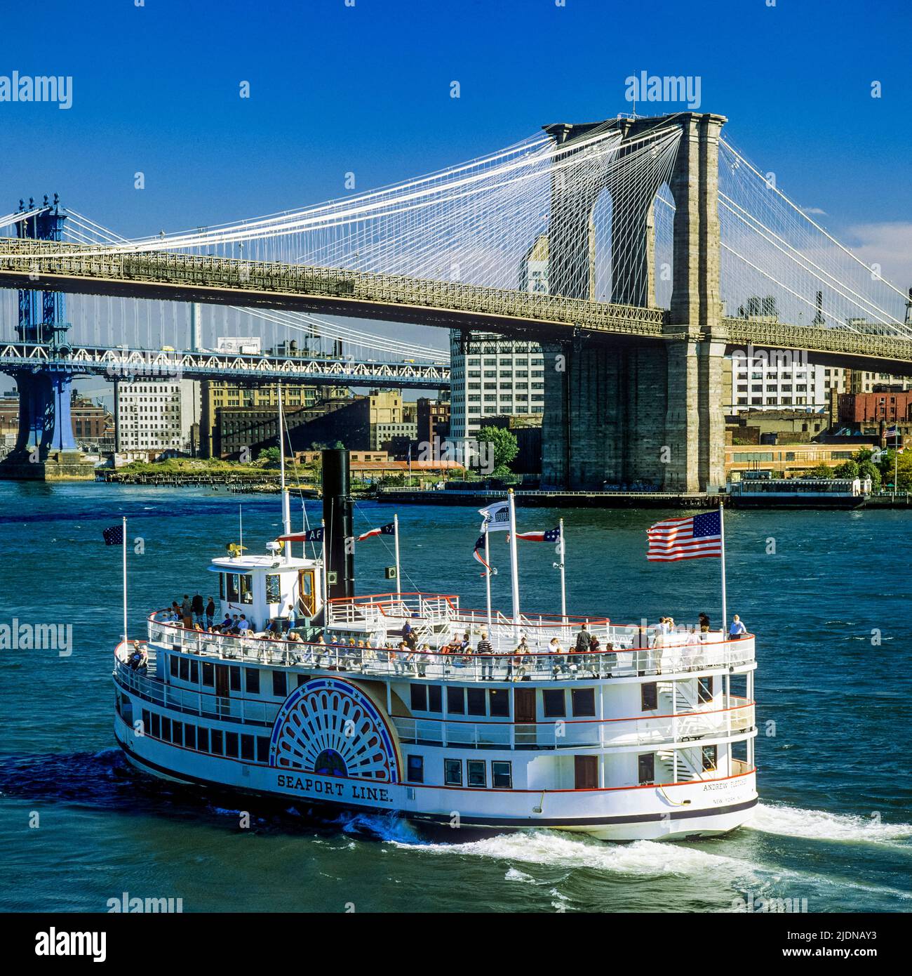 New York 1980s, Andrew Fletcher sightseeing tourist cruise paddle boat ...