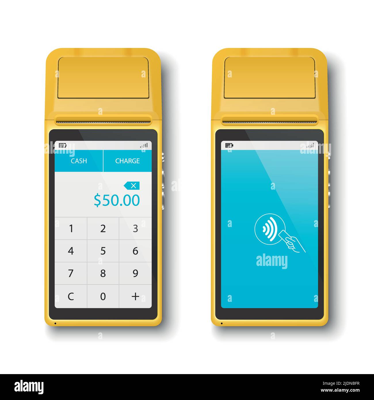 Vector 3d Orange NFC Payment Machine Set Isolated. Wi-fi, Wireless ...