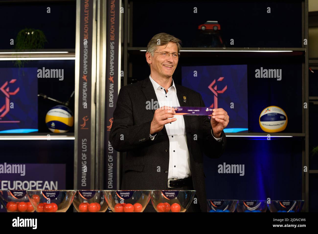 Rene Hecht (President German Volleyball Association) with a lot during ...