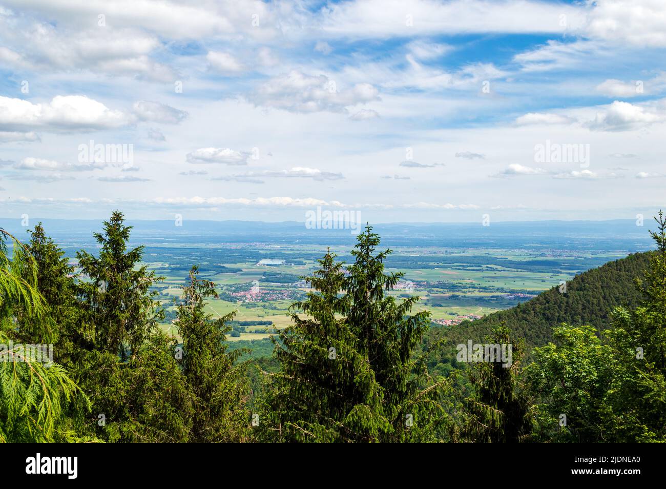 Nice natural and farmland landscape of Alsace in France at the border ...