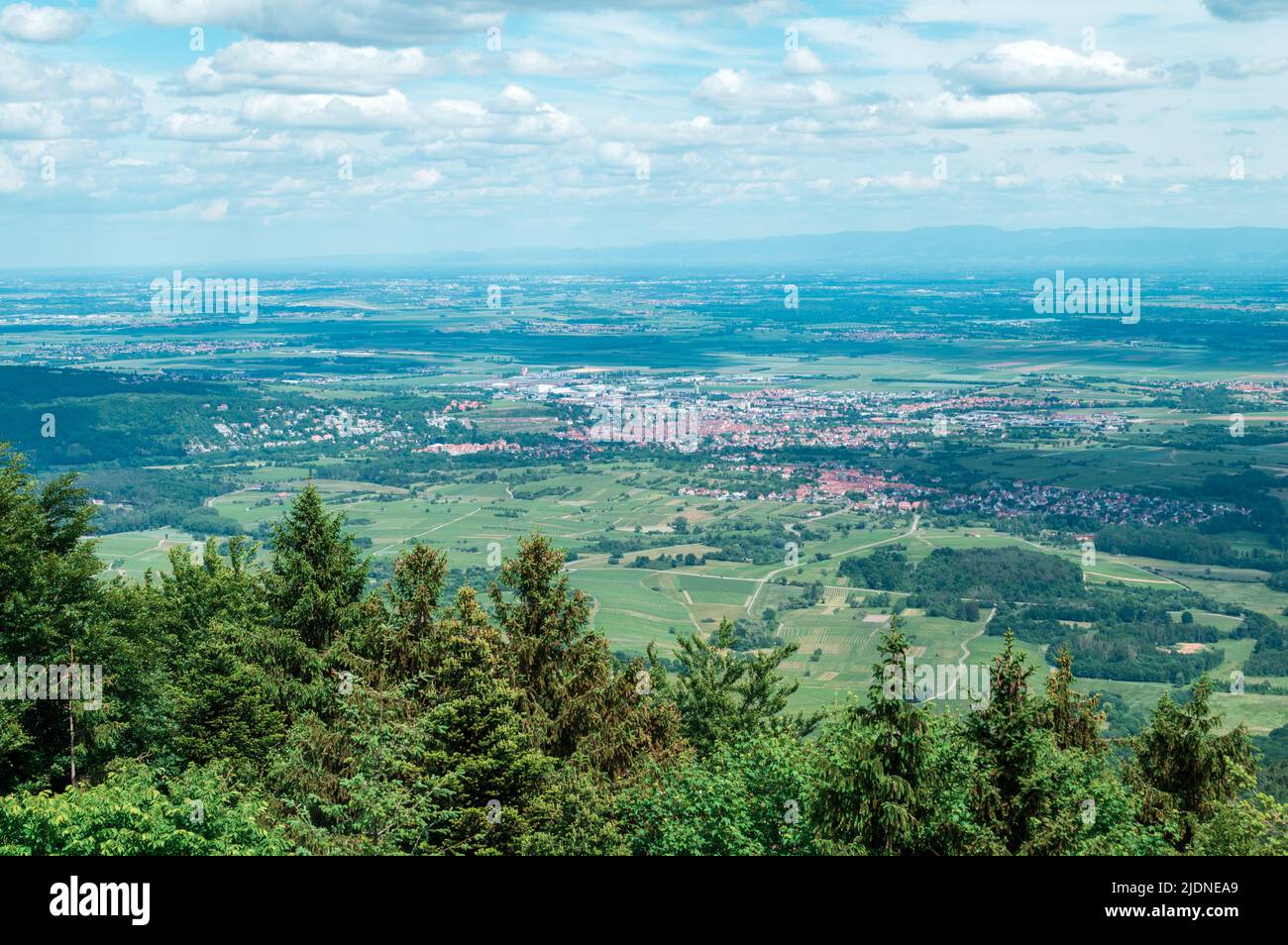Nice natural and farmland landscape of Alsace in France at the border ...