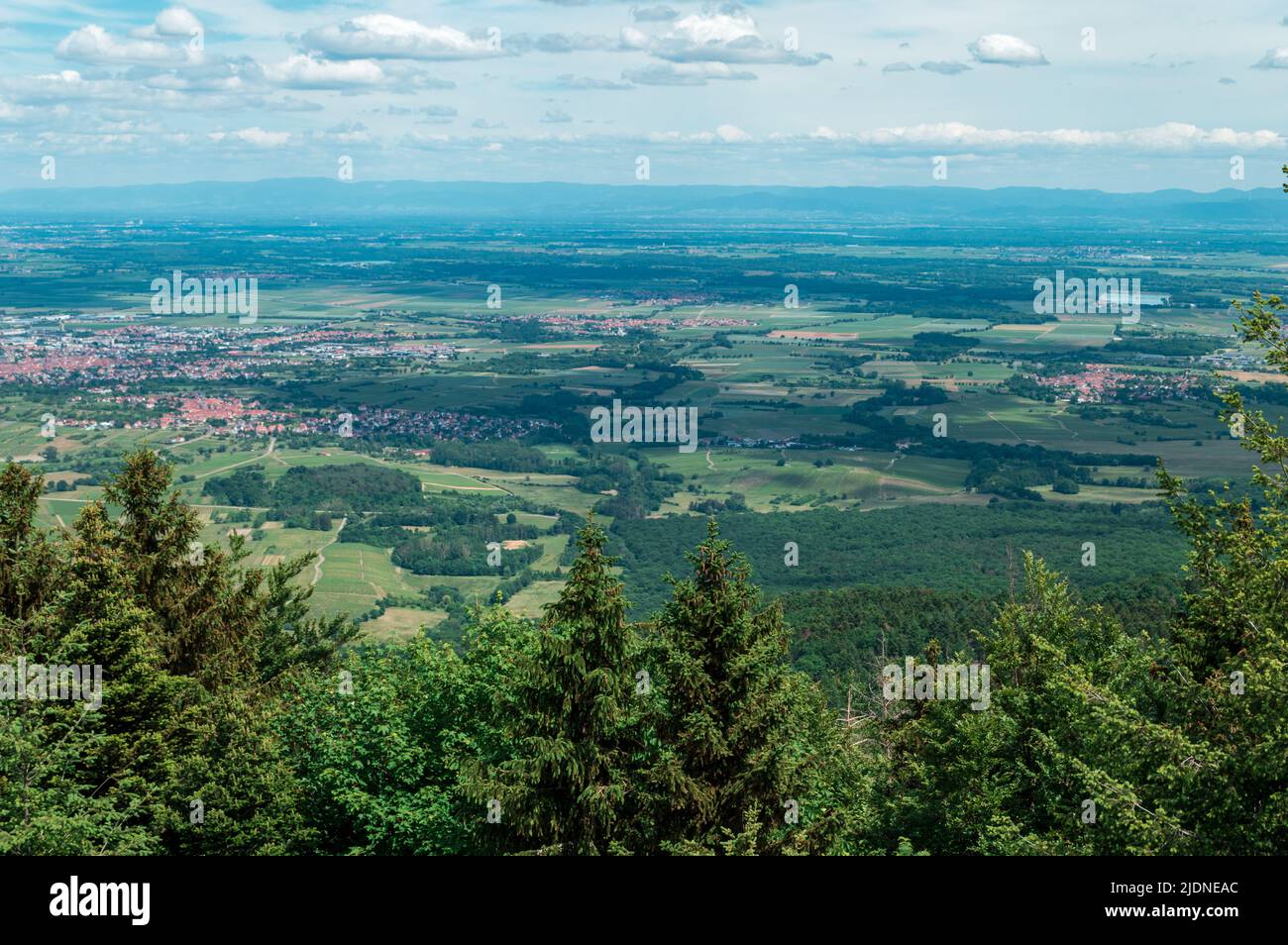 Nice natural and farmland landscape of Alsace in France at the border ...