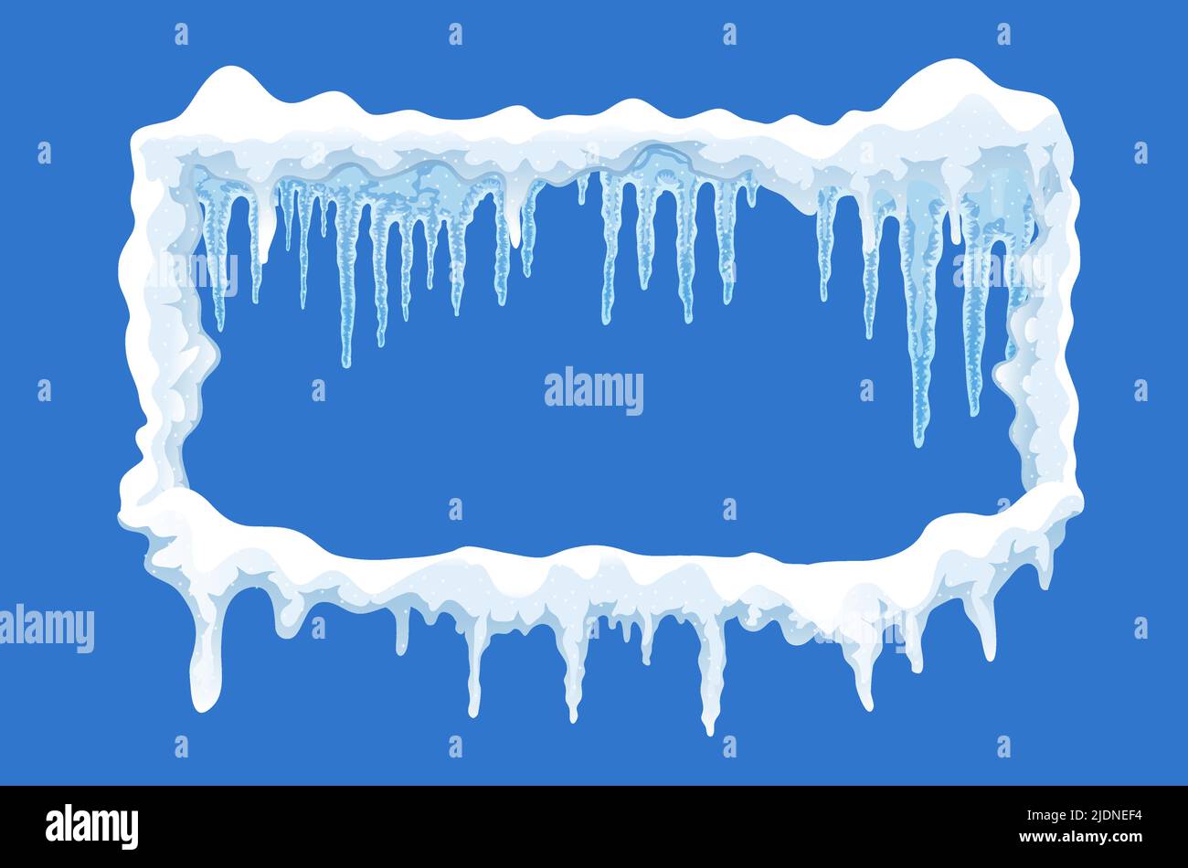 Snow ice cap frame composition with rectangle shaped pile of snow with ...