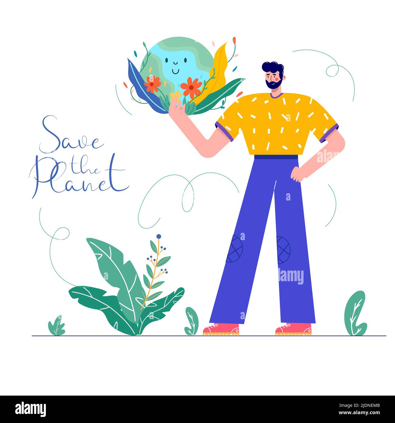 Happy Earth Day concept. Ecology, recycle, zero waste set with save ...