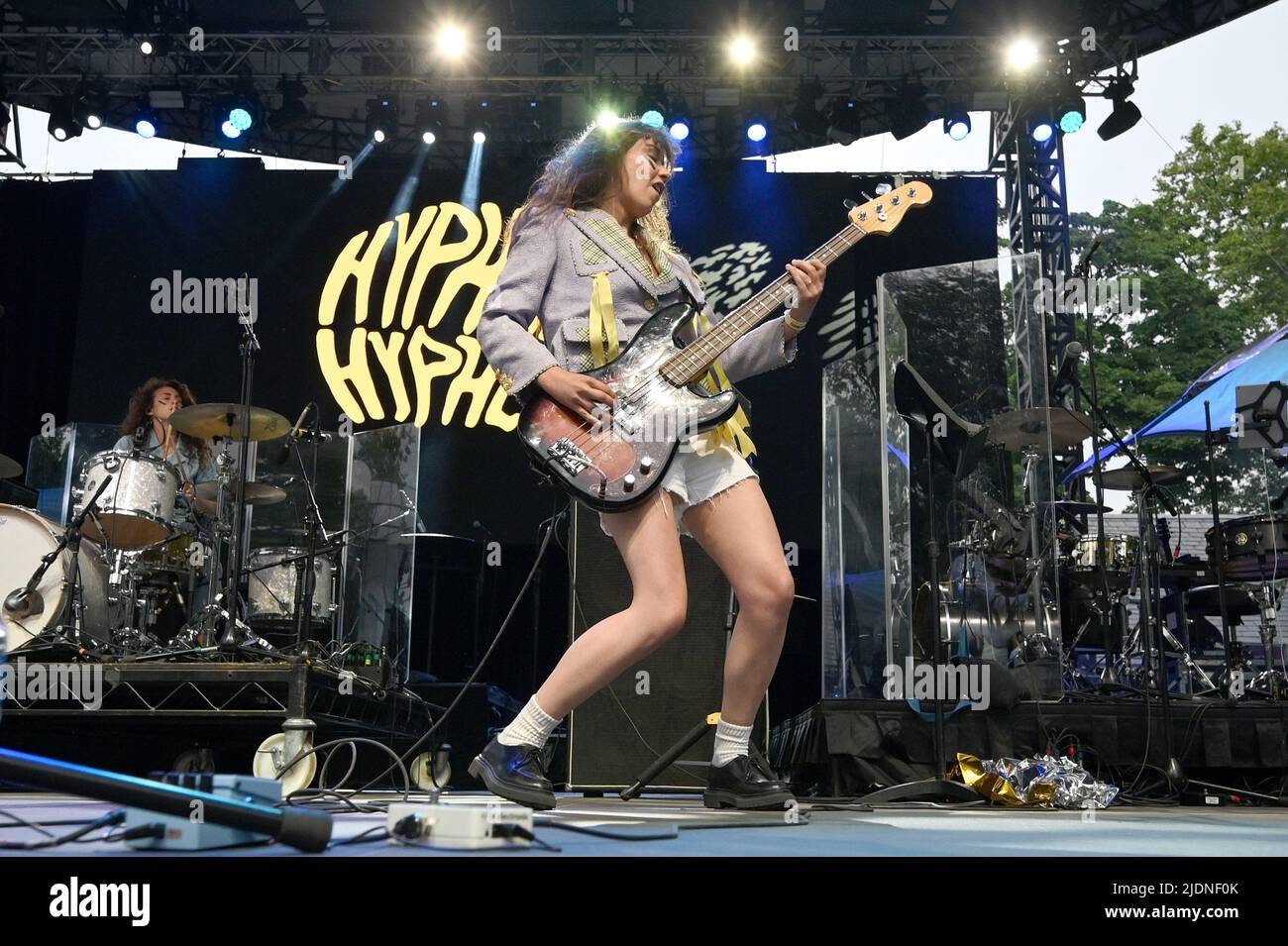 French music group “Hyphen Hyphen” bassist Laura Christin performs ...
