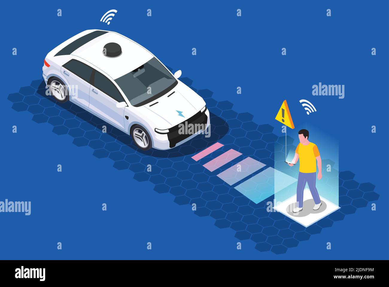 Smart city technologies isometric composition with image of moving ...