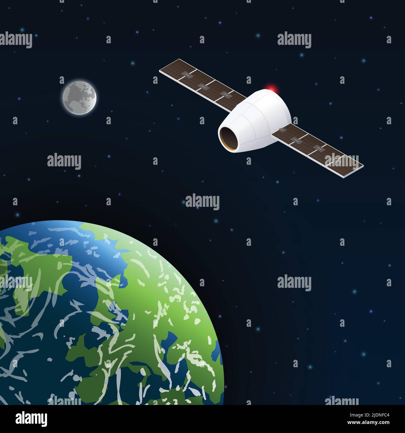 Modern space program isometric composition with outer space scenery ...