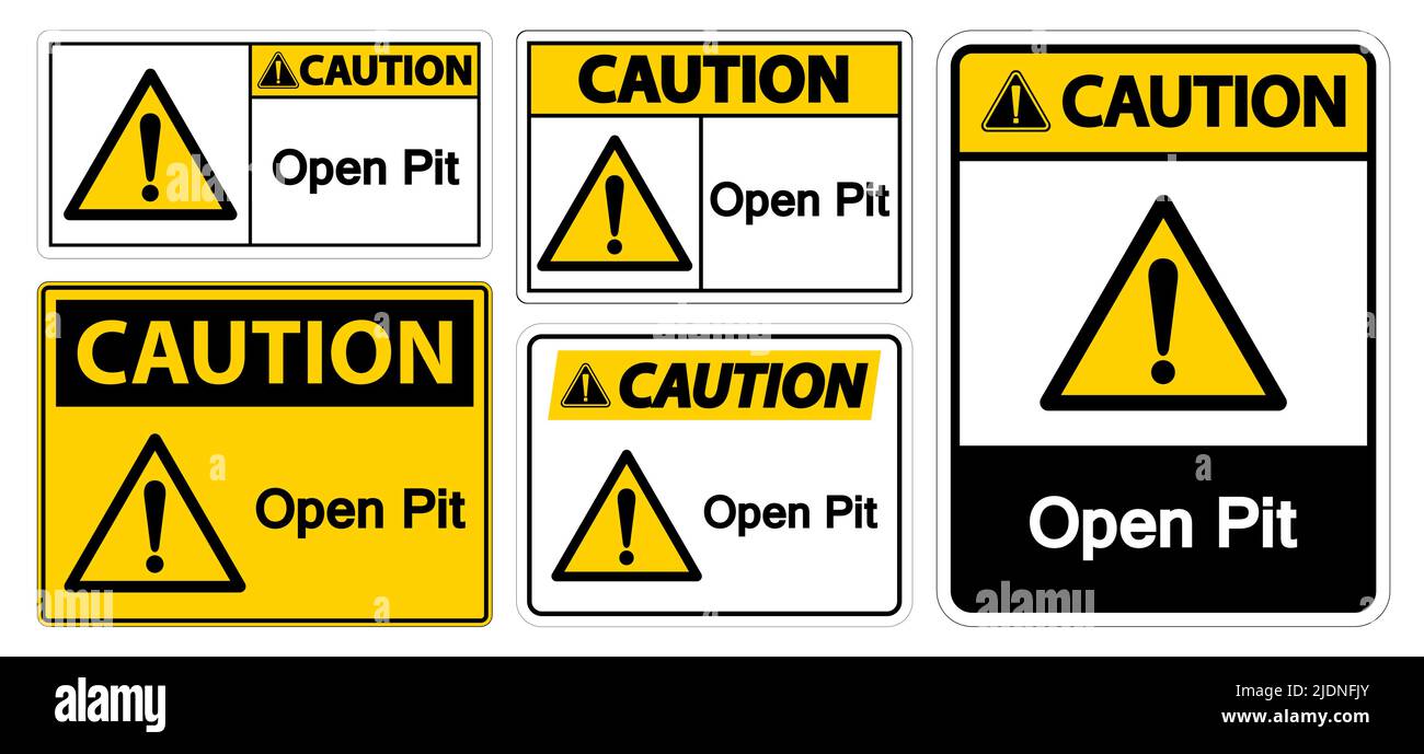 Caution Open Pit Sign Isolate On White Background,Vector Illustration ...