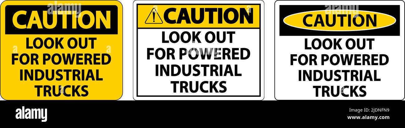 Caution Look Out For Trucks Sign On White Background Stock Vector Image ...