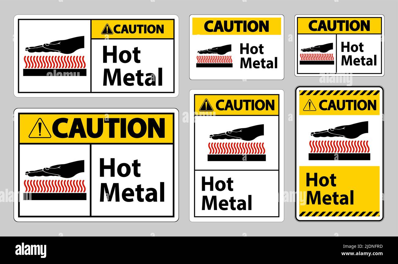 Caution Hot Metal Symbol Sign Isolated On White Background Stock Vector ...