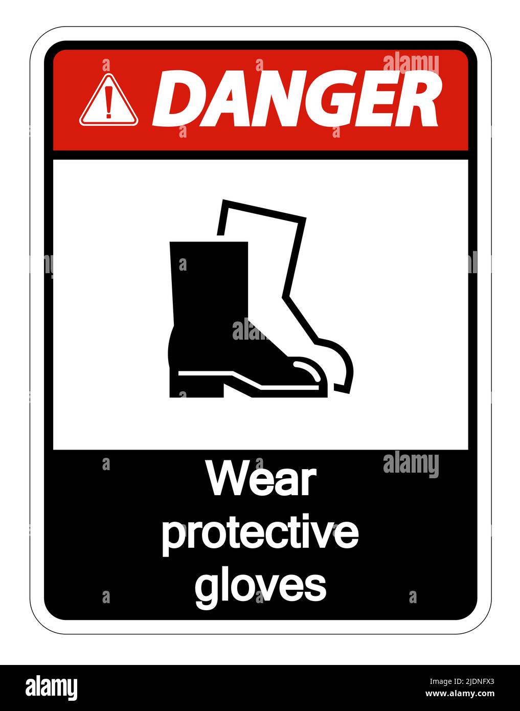 Danger Wear protective footwear sign on transparent background,vector ...