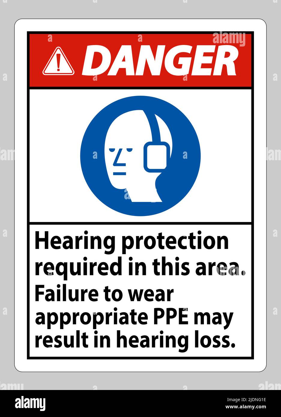 Danger Sign Hearing Protection Required In This Area, Failure To Wear ...