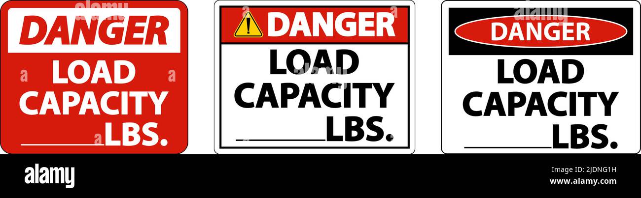 Danger Load Capacity Label Sign On White Background Stock Vector Image ...