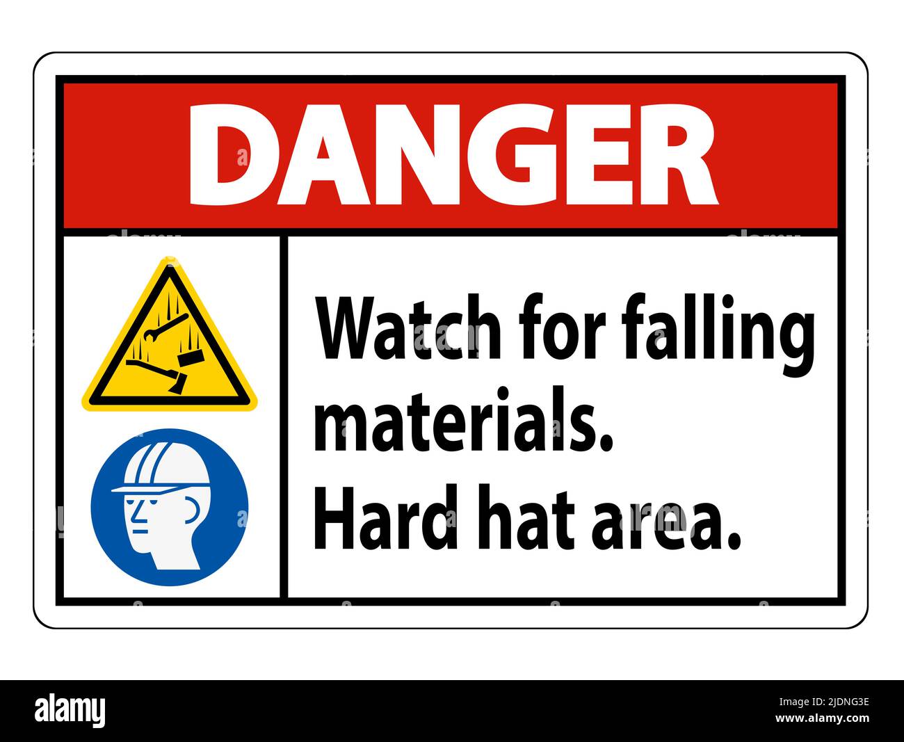 Danger Sign Watch For Falling Materials, Hard Hat Area Stock Vector ...